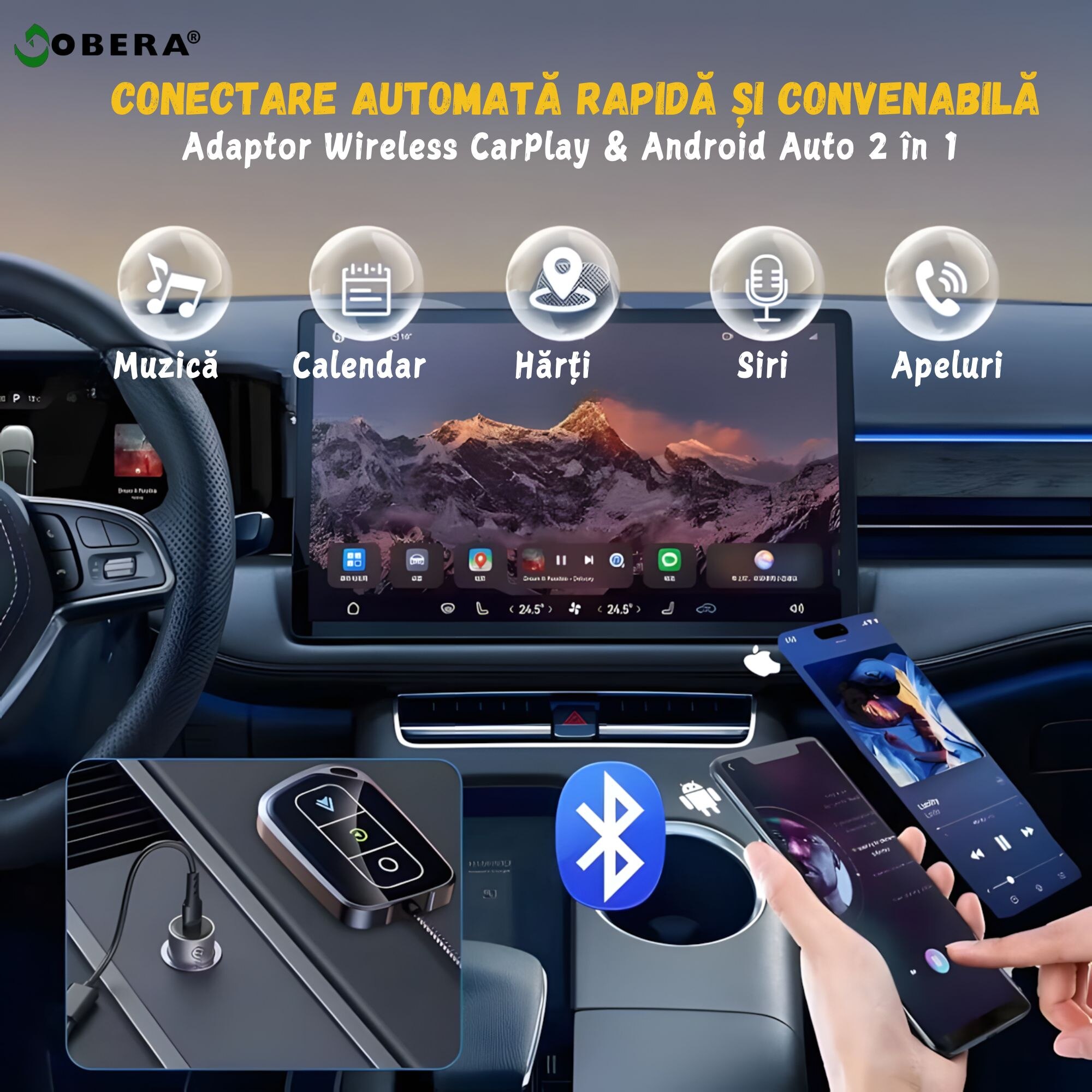 goBERA® 2 в 1 безжичен адаптер за кола, За автомобили с фабричен ...