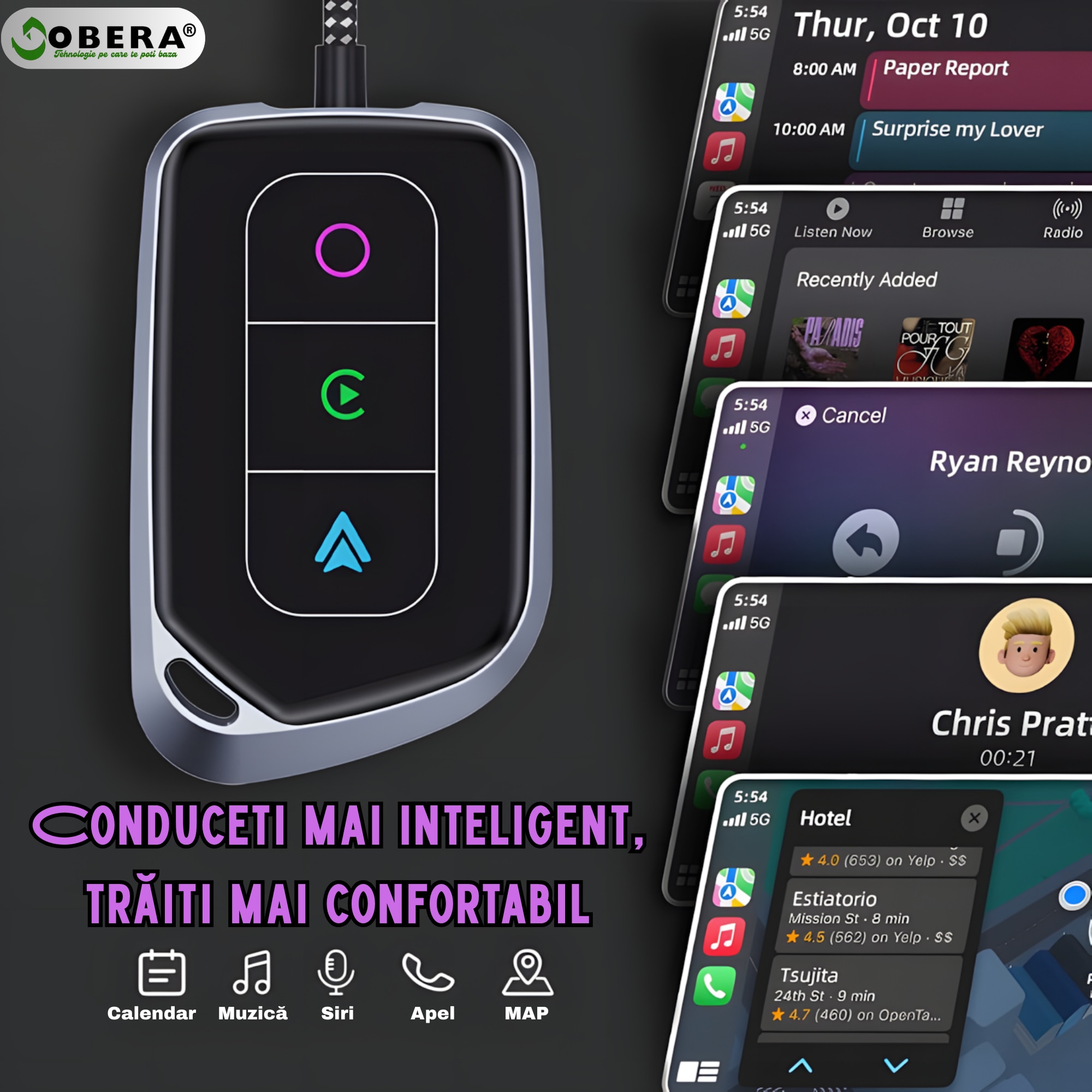 Adaptor Auto Wireless 2 in 1 goBERA®, Pentru masini cu Carplay/AndroId ...
