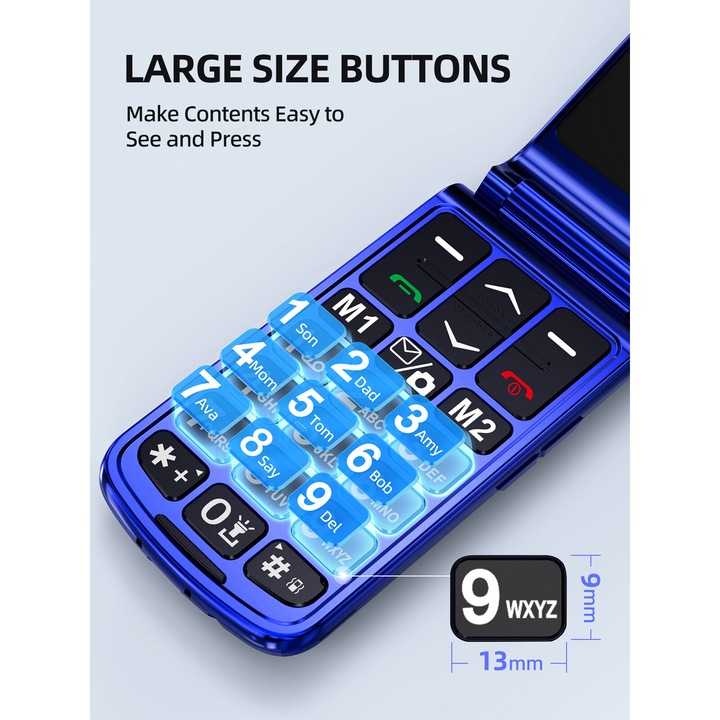 SweetLink F2 Plus Telefon mobil pentru seniori, taste mari, meniu in ...