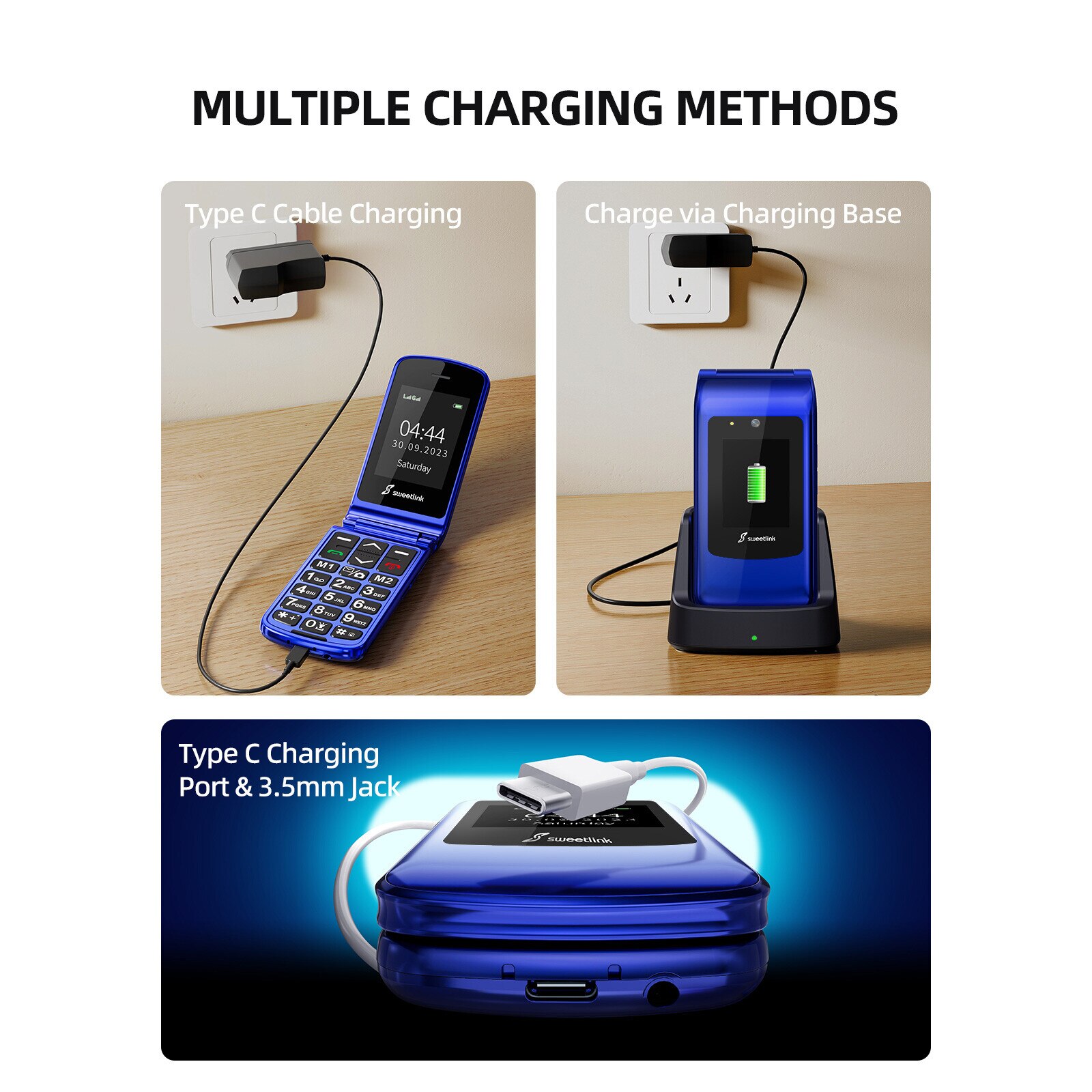 SweetLink F2 Plus Telefon mobil pentru seniori, taste mari, meniu in ...