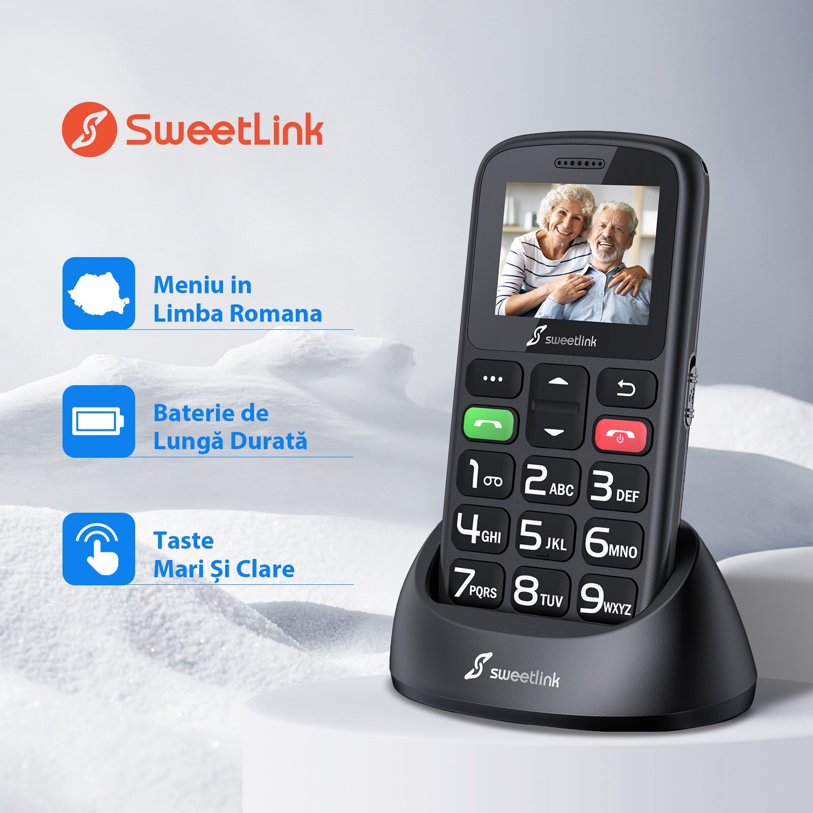 SweetLink S2 Plus Telefon mobil pentru seniori, meniu in limba Romana ...
