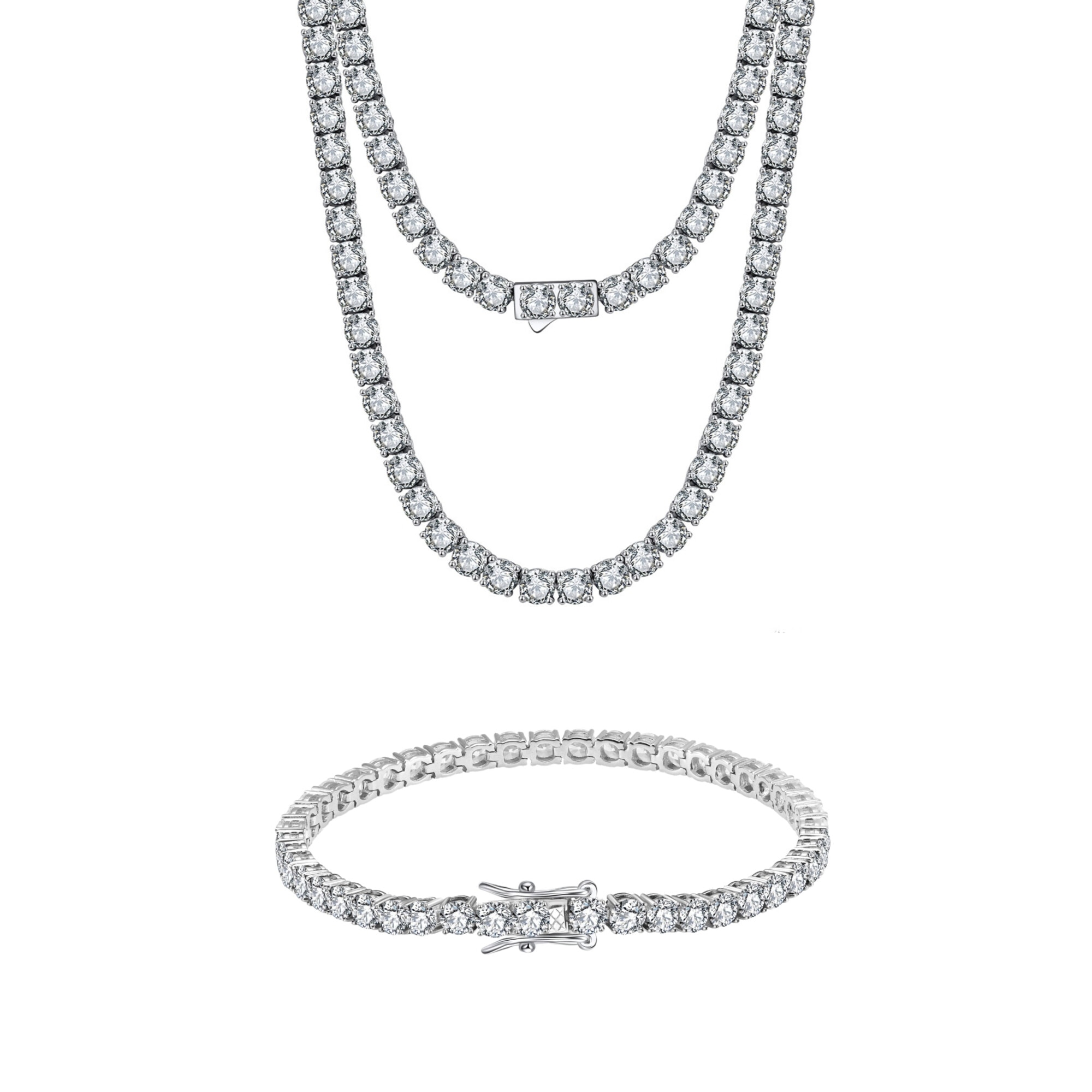 Set Colier si Bratara Tennis Una Vida Brilliant for Men, Argint 925 ...