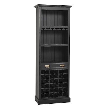 Mobila bar cu suport sticle, culoare negru P003A, vopsit antichizat ...