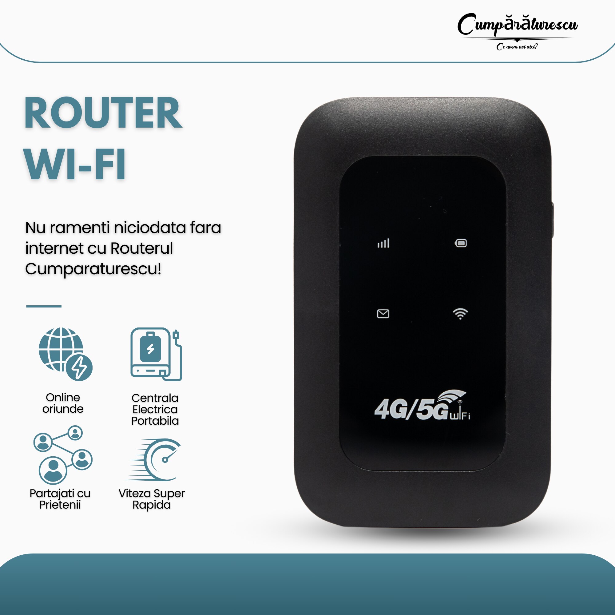 Router WiFi 2G/3G/4G, Cumparaturescu, cu slot SIM pentru cartela ...