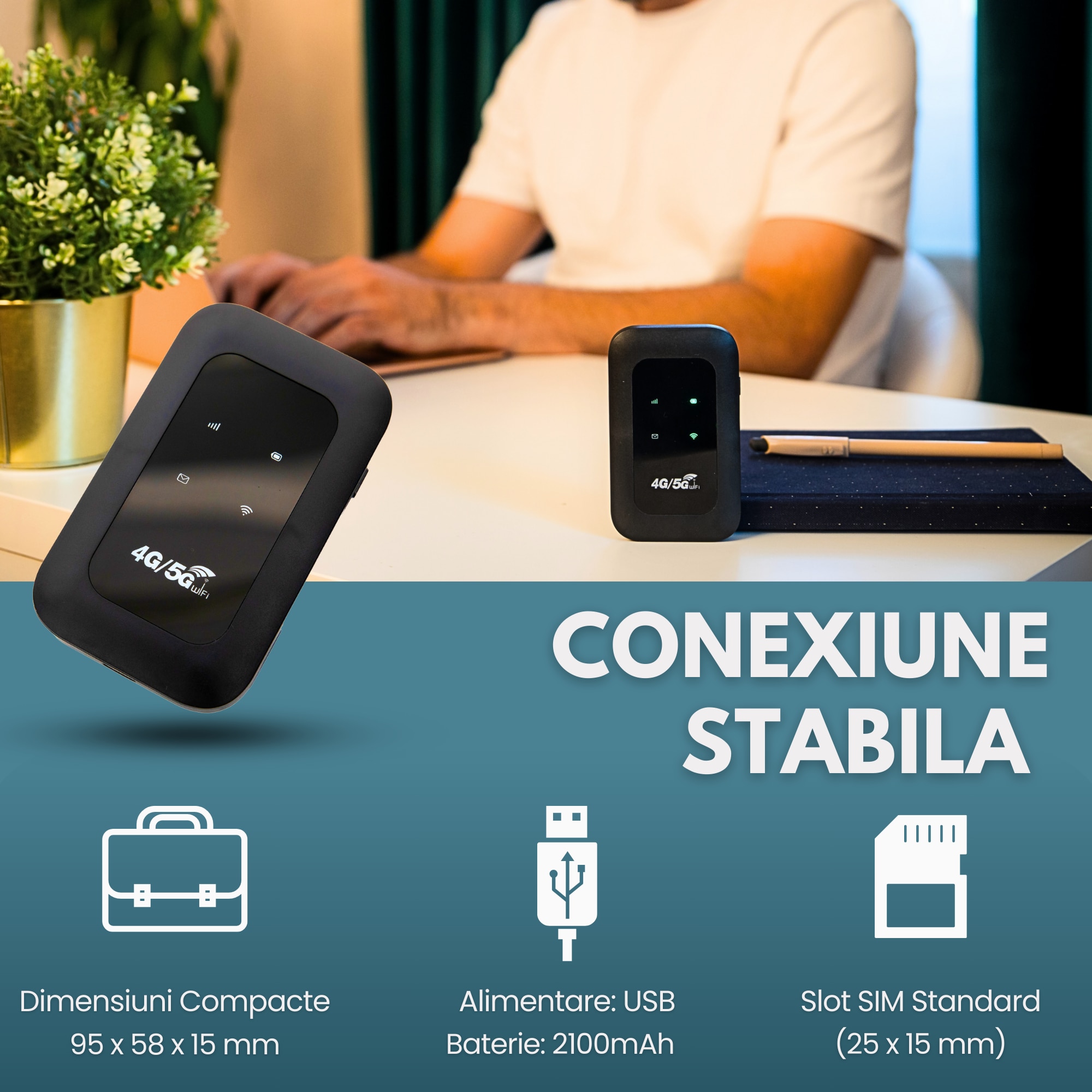 Router WiFi 2G/3G/4G, Cumparaturescu, cu slot SIM pentru cartela ...