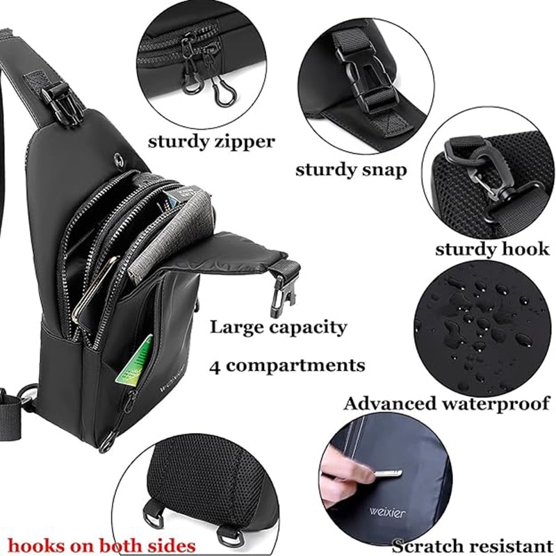 Geanta barbateasca Kosiil, impermeabila, anti-furt, cu port USB si jack ...