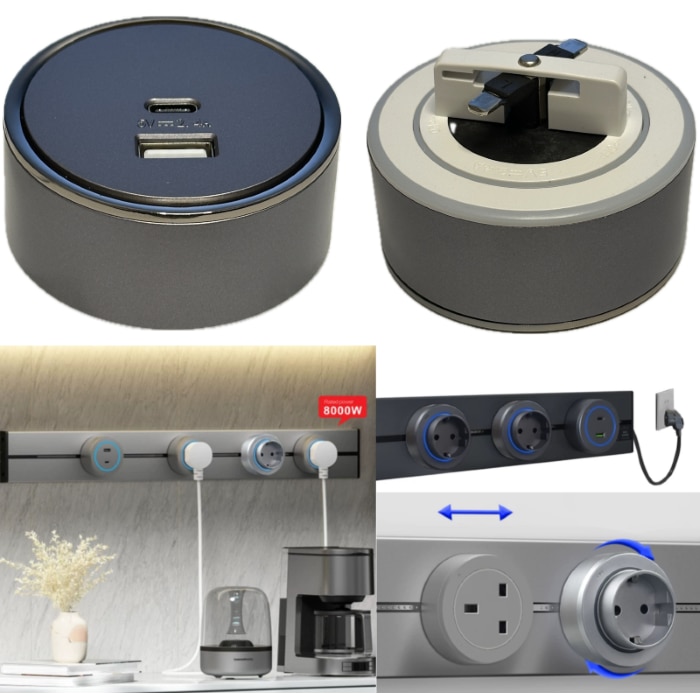 Sistem sina 40cm cu 3 prize USB/Universala/Normala, montaj pe perete ...