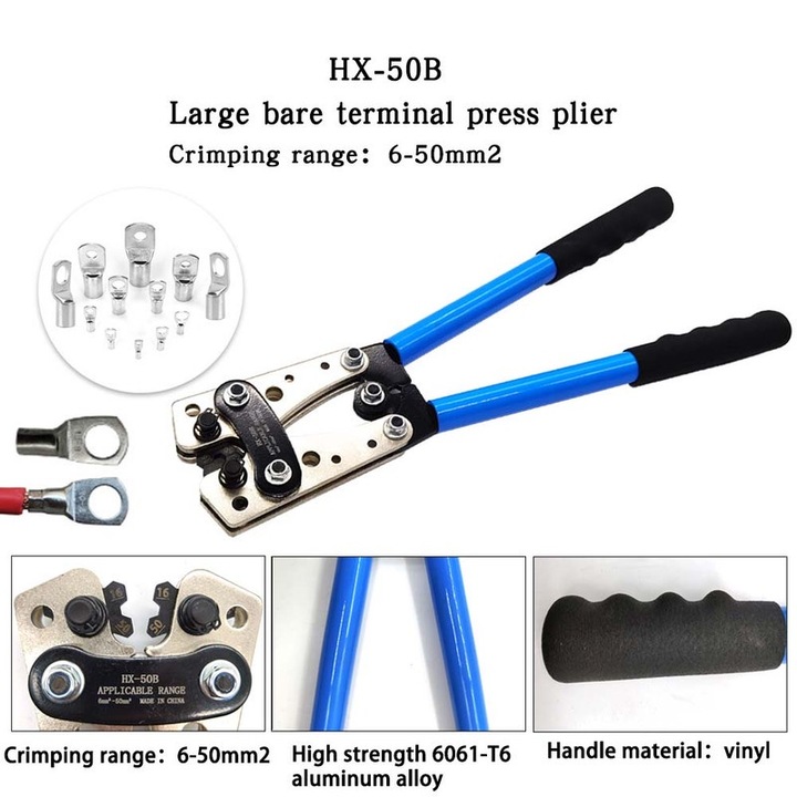 Set cleste sertizare hexagonal, 6 dimensiuni 10-1AWG, 6-50mm, cu ...