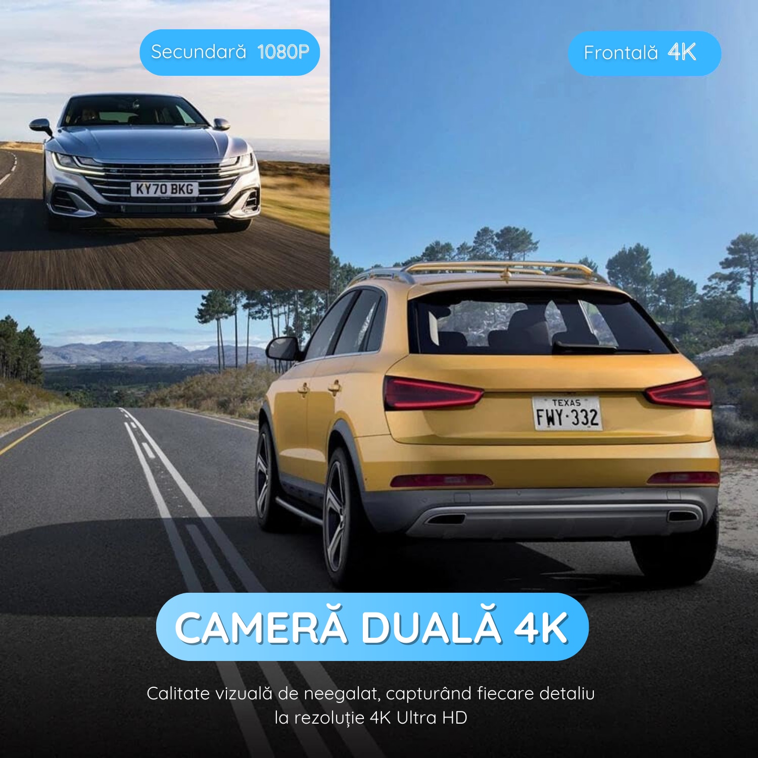 Camera Video De Bord Auto, IMODIX®, Camera Marsarier, 4K UHD, Rezolutie ...