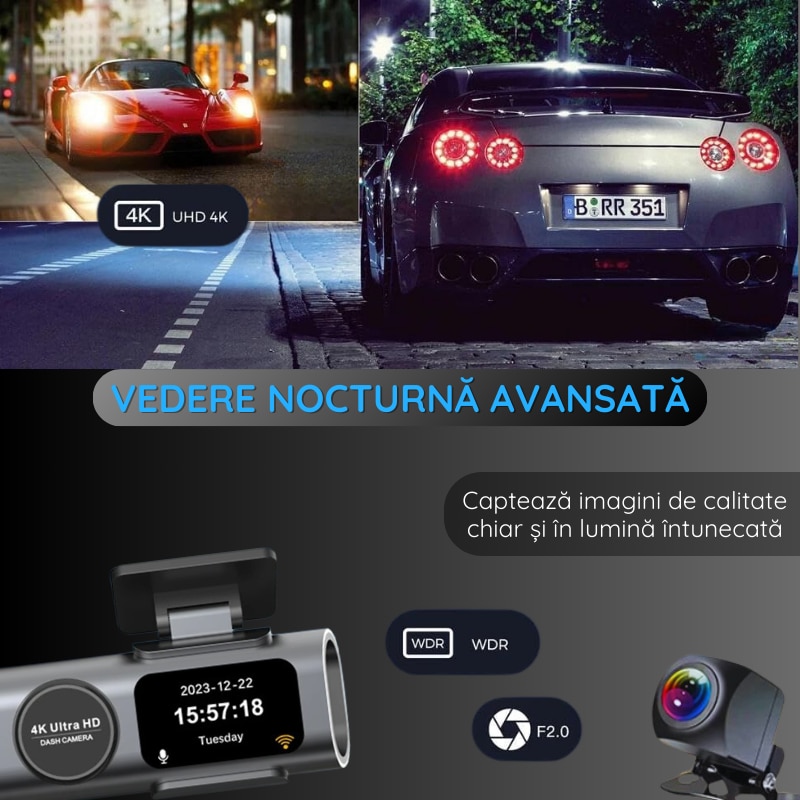 Camera Video De Bord Auto, IMODIX®, Camera Marsarier, 4K UHD, Rezolutie ...