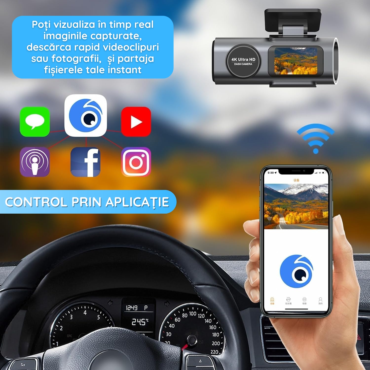 Camera Video De Bord Auto, IMODIX®, Camera Marsarier, 4K UHD, Rezolutie ...