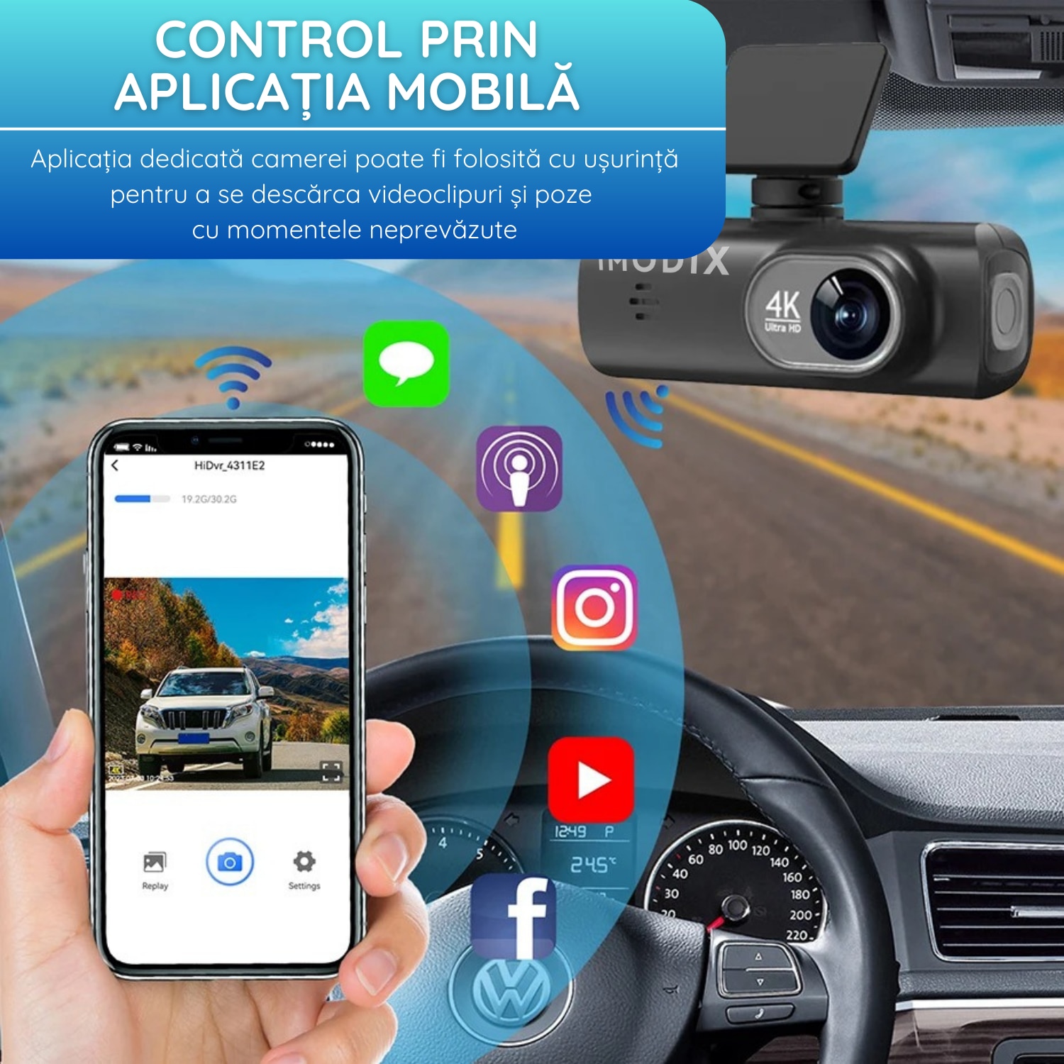 Camera Video De Bord Auto, IMODIX®, Camera Marsarier, 4K UHD, Rezolutie ...