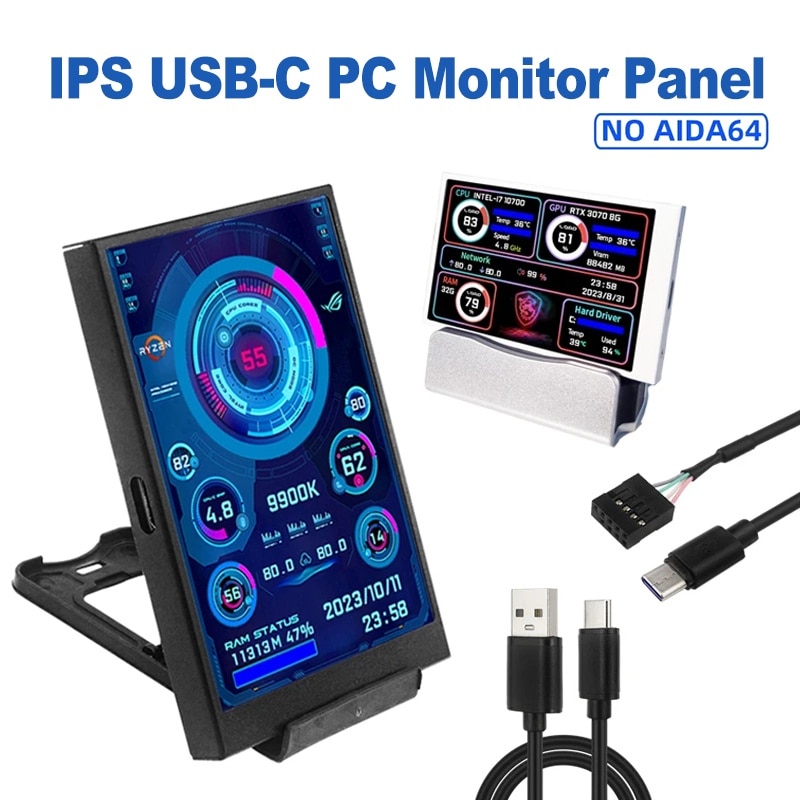 Ecran 3, 5 Inch Turing Smart Screen pentru PC, LCD IPS, Monitorizare ...