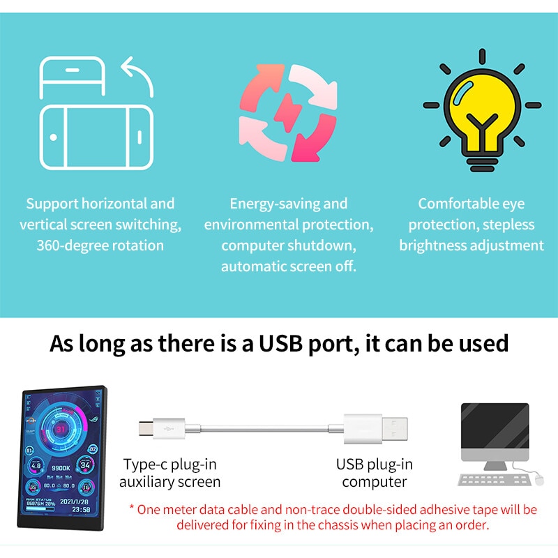 Ecran 3, 5 Inch Turing Smart Screen pentru PC, LCD IPS, Monitorizare ...