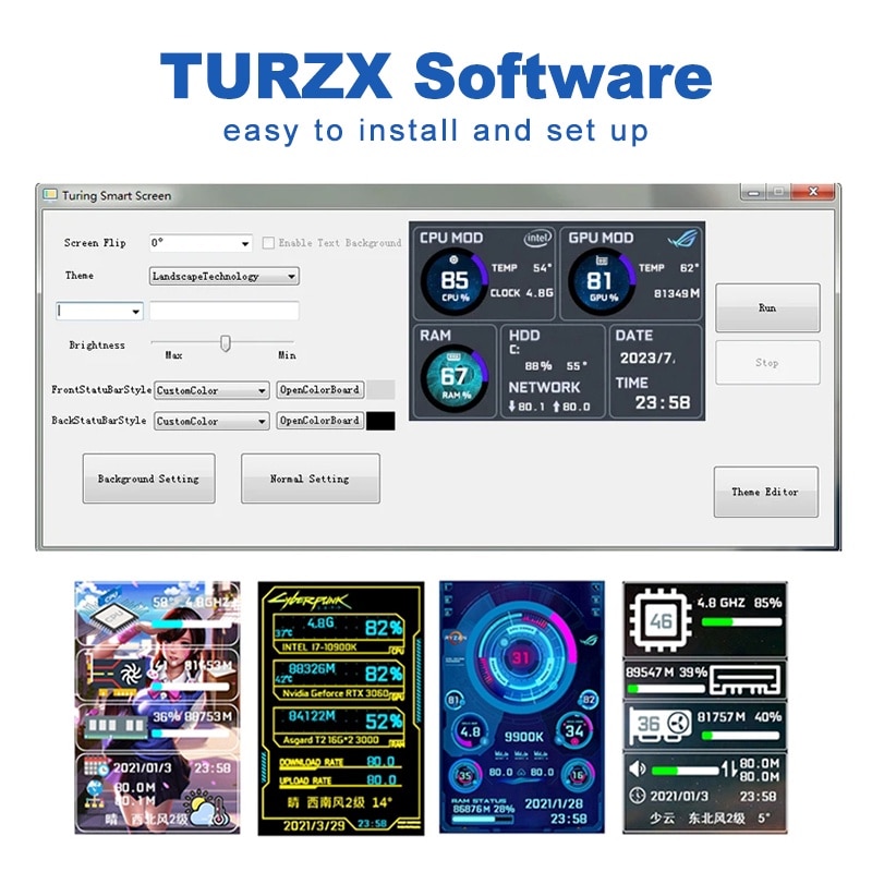 Ecran 3, 5 Inch Turing Smart Screen pentru PC, LCD IPS, Monitorizare parametri PC, Aluminiu ...