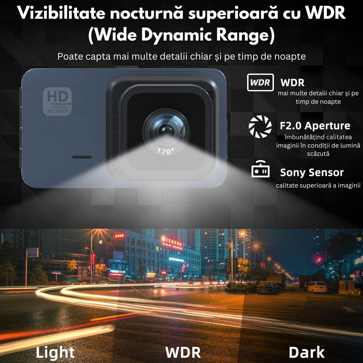Camera Auto Dubla de bord 4k - Full HD, VisionHub®, WIFI + GPS, G ...