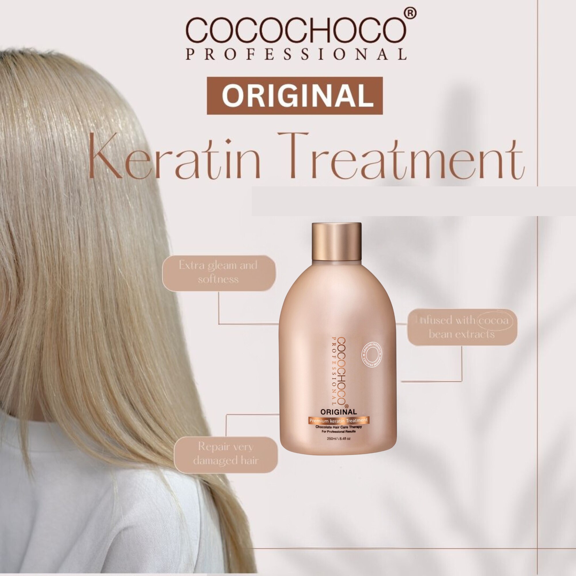 Кератинова терапия за коса, Cocochoco original 250ml, Процедура за ...