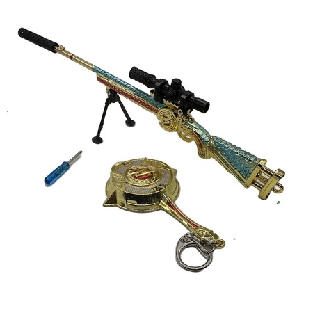 Pusca Sniper 25 cm, Integral din metal, miniatura de colectie cu luneta ...