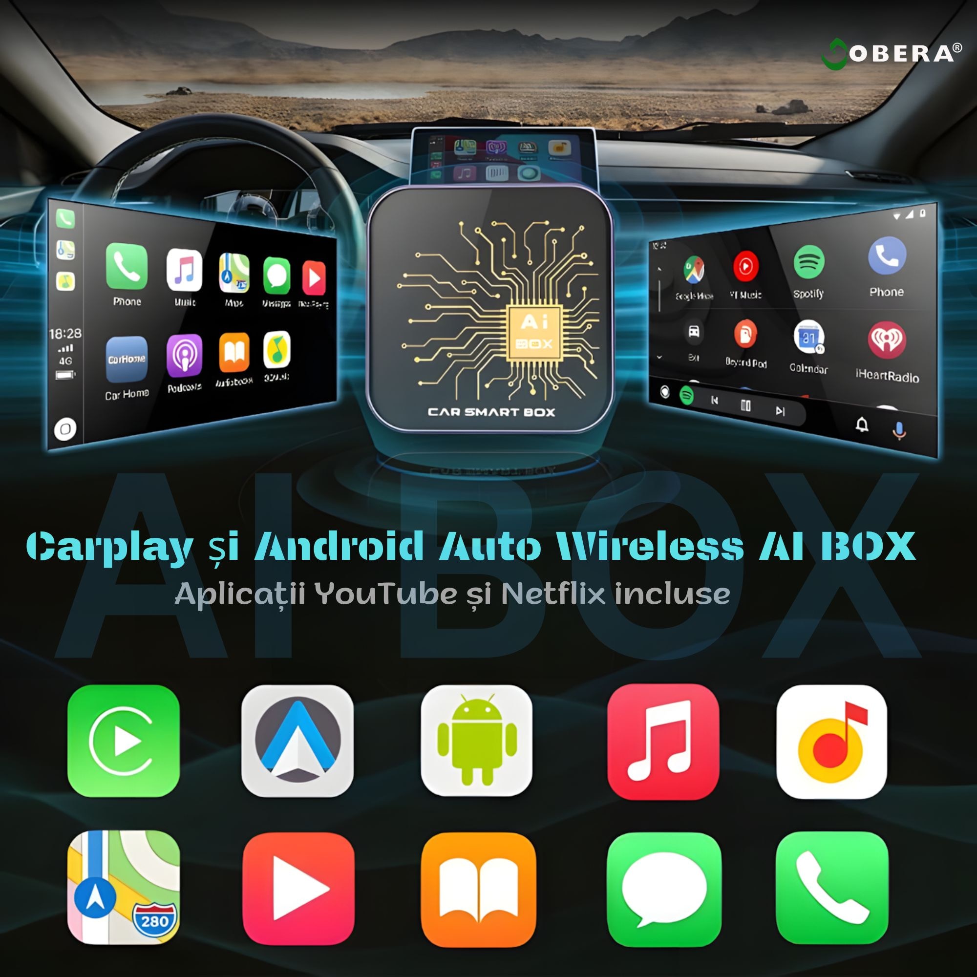 Modul AI Box auto wireless Carplay si Android Auto goBERA® pentru ...