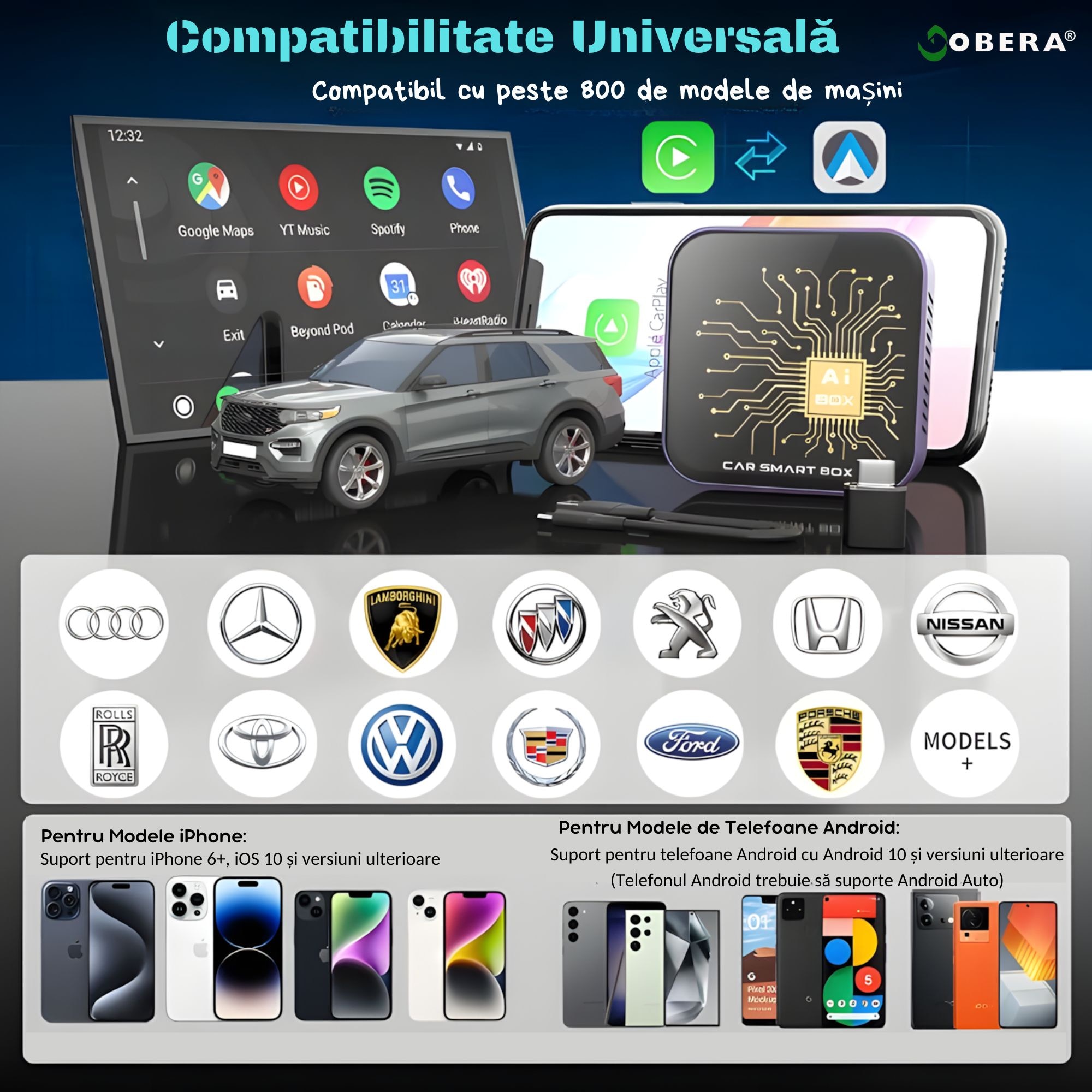 Modul AI Box auto wireless Carplay si Android Auto goBERA® pentru ...