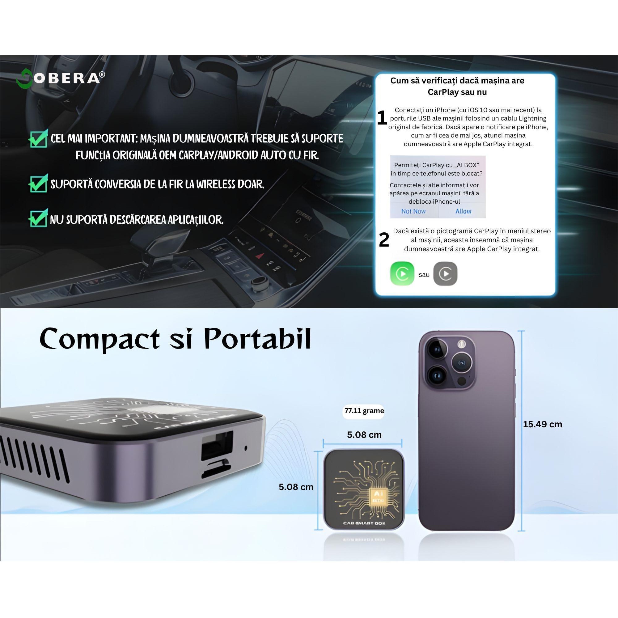 Modul AI Box auto wireless Carplay si Android Auto goBERA® pentru ...