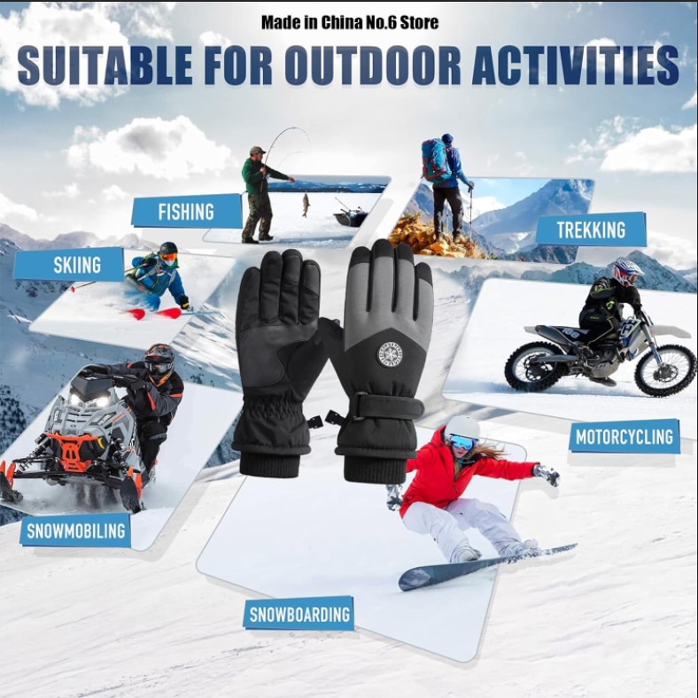 Manusi sport de iarna Touch Screen, poliester/fleece, pentru schi in ...