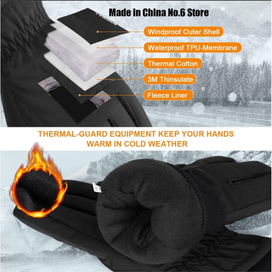 Manusi sport de iarna Touch Screen, poliester/fleece, pentru schi in ...