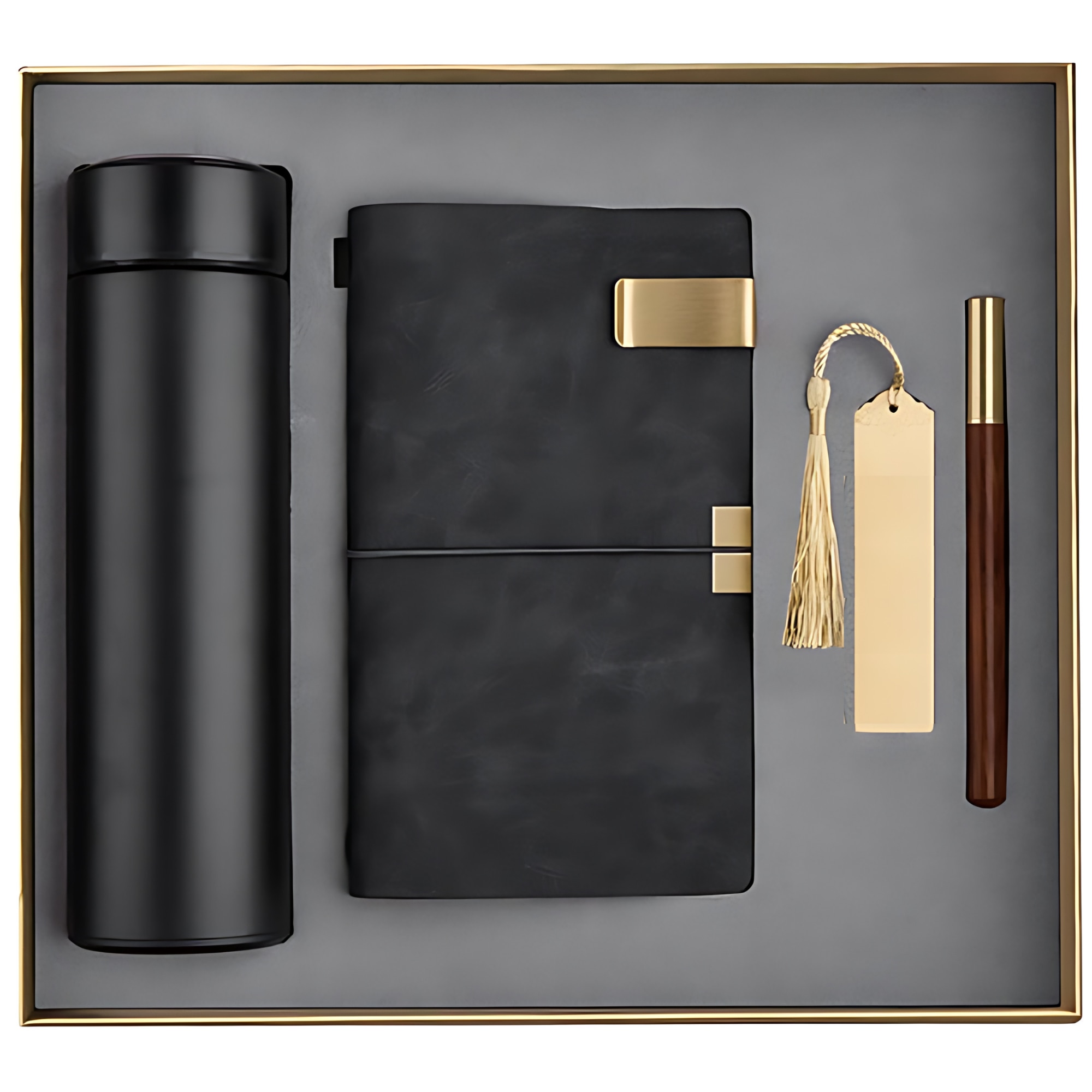 Set cadou pentru barbati, 5 Produse premium, Termos din inox, Agenta cu ...