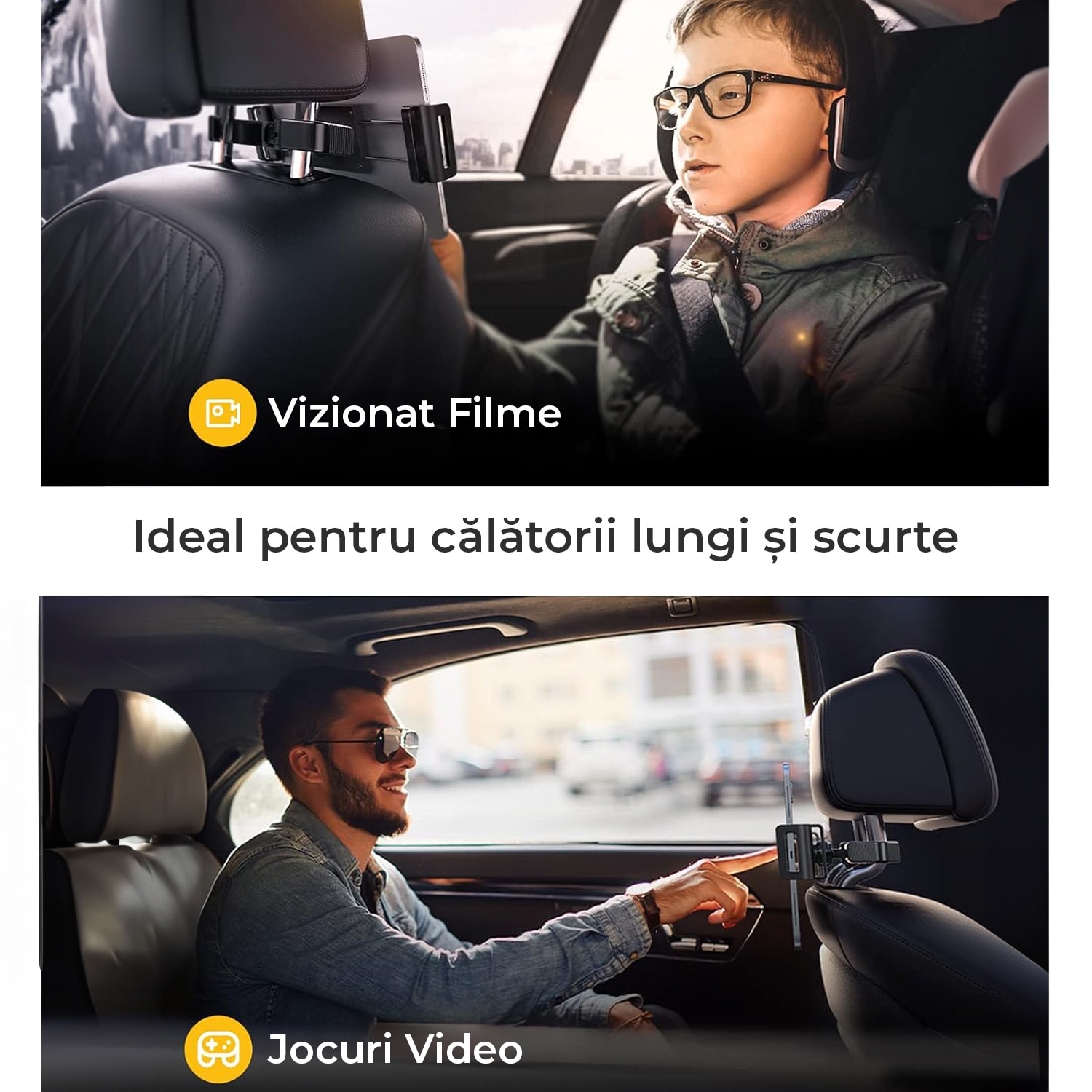 Suport Universal Auto de Tableta si Telefon pentru Tetiera, Compatibil ...