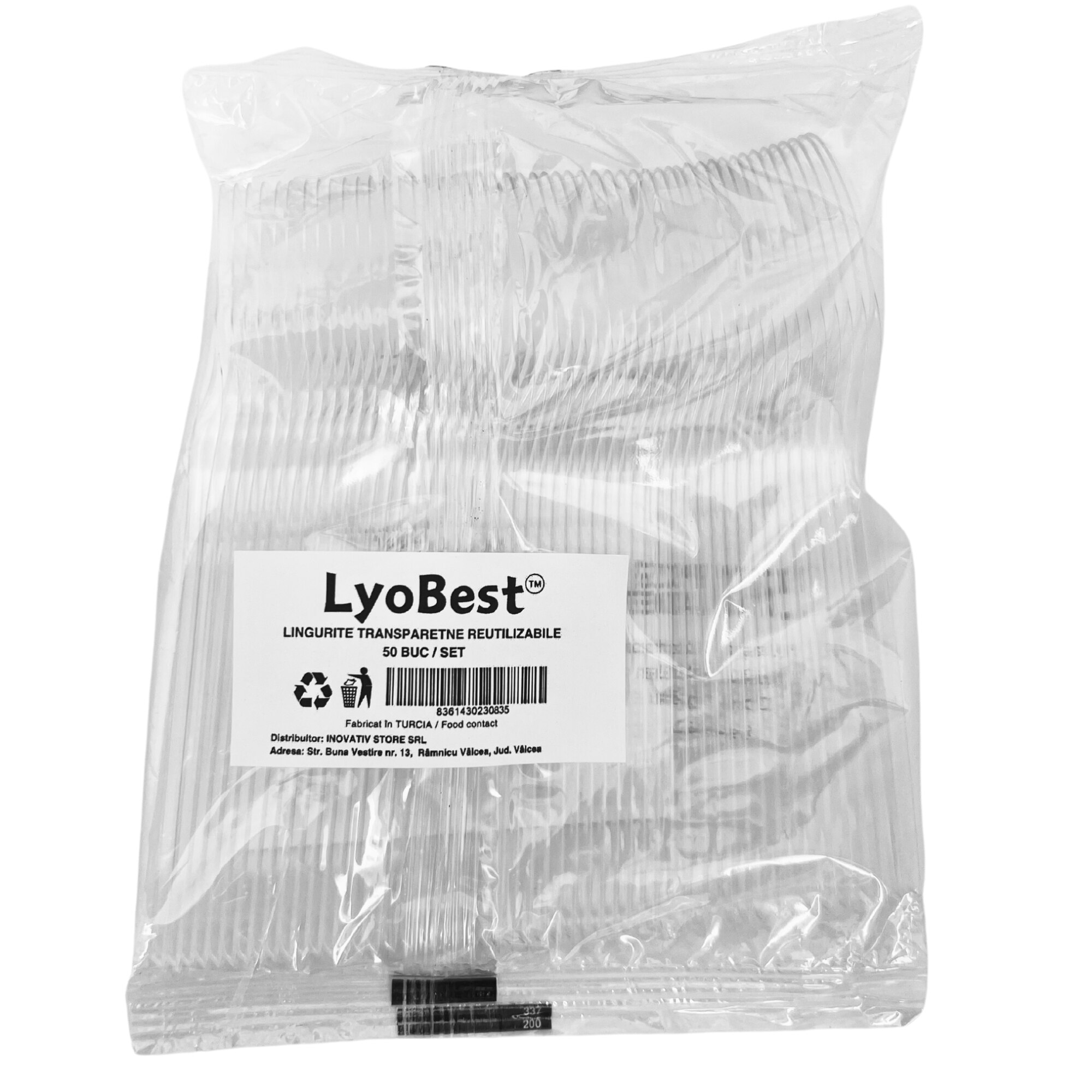 Set 50 Lingurite Plastic, Transparente, Reutilizabile - eMAG.ro