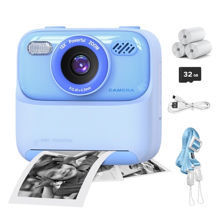 Camera digitala pentru copii cu imprimare instantanee, HEILU, Ecran de ...
