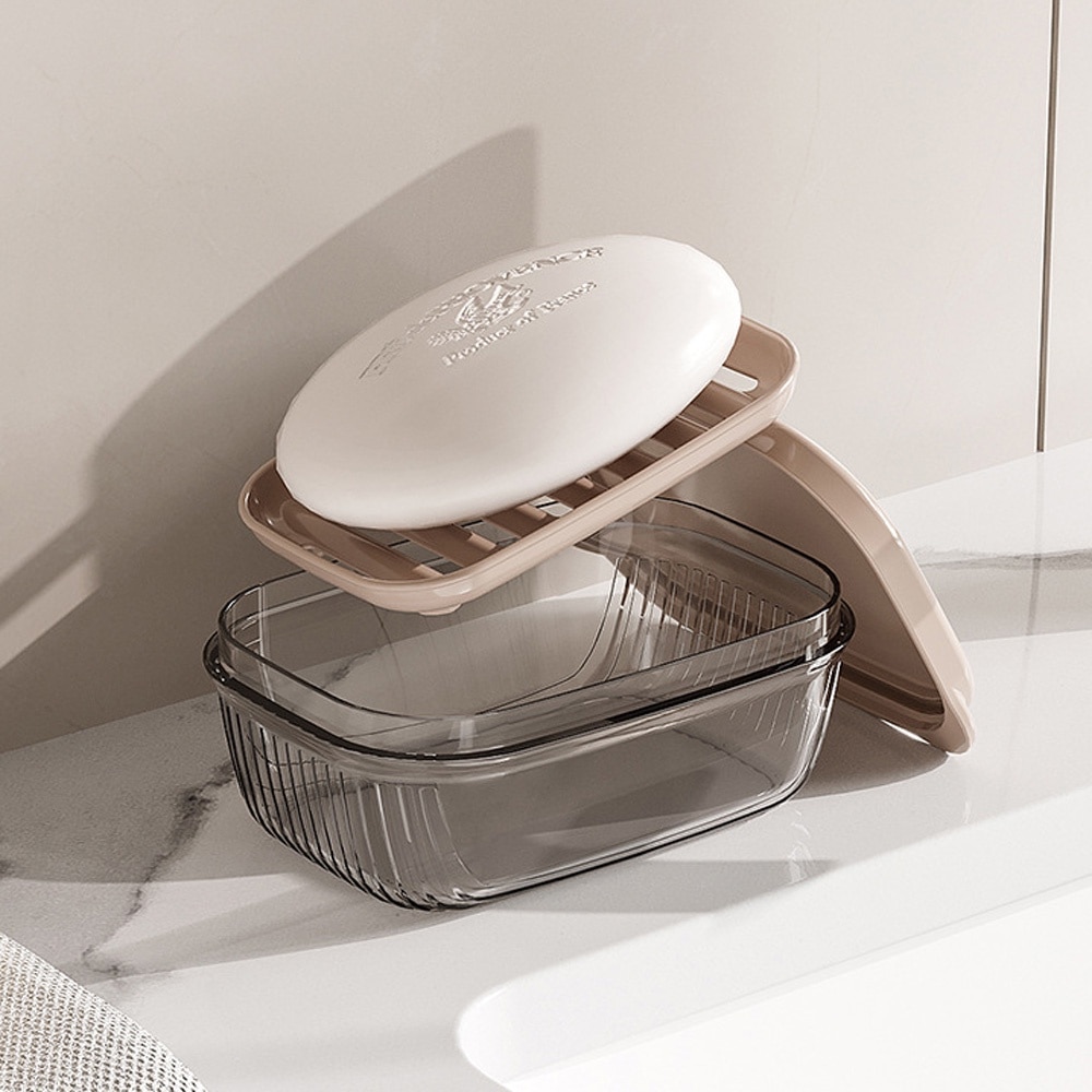 Cutie sapun pentru calatorie, drenaj dublu strat，plastic, LEIISVK, maro ...