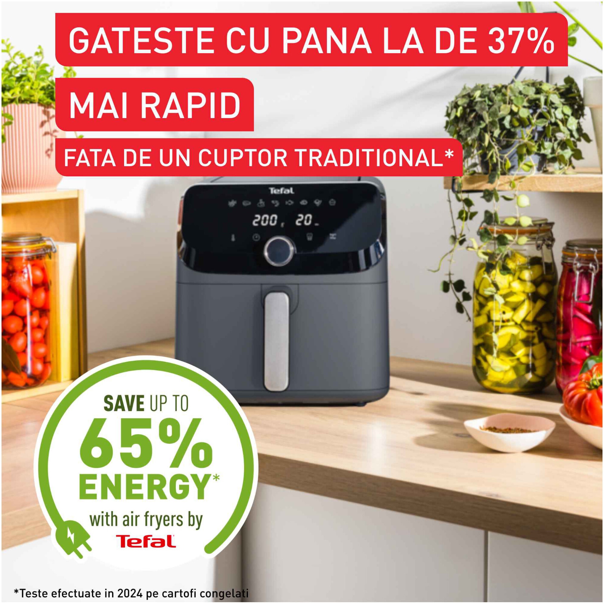 Friteuza cu aer cald Tefal Easy Fry Mega EY855BE0, 2020W, capacitate 7.5 L, 8 programe automate ...