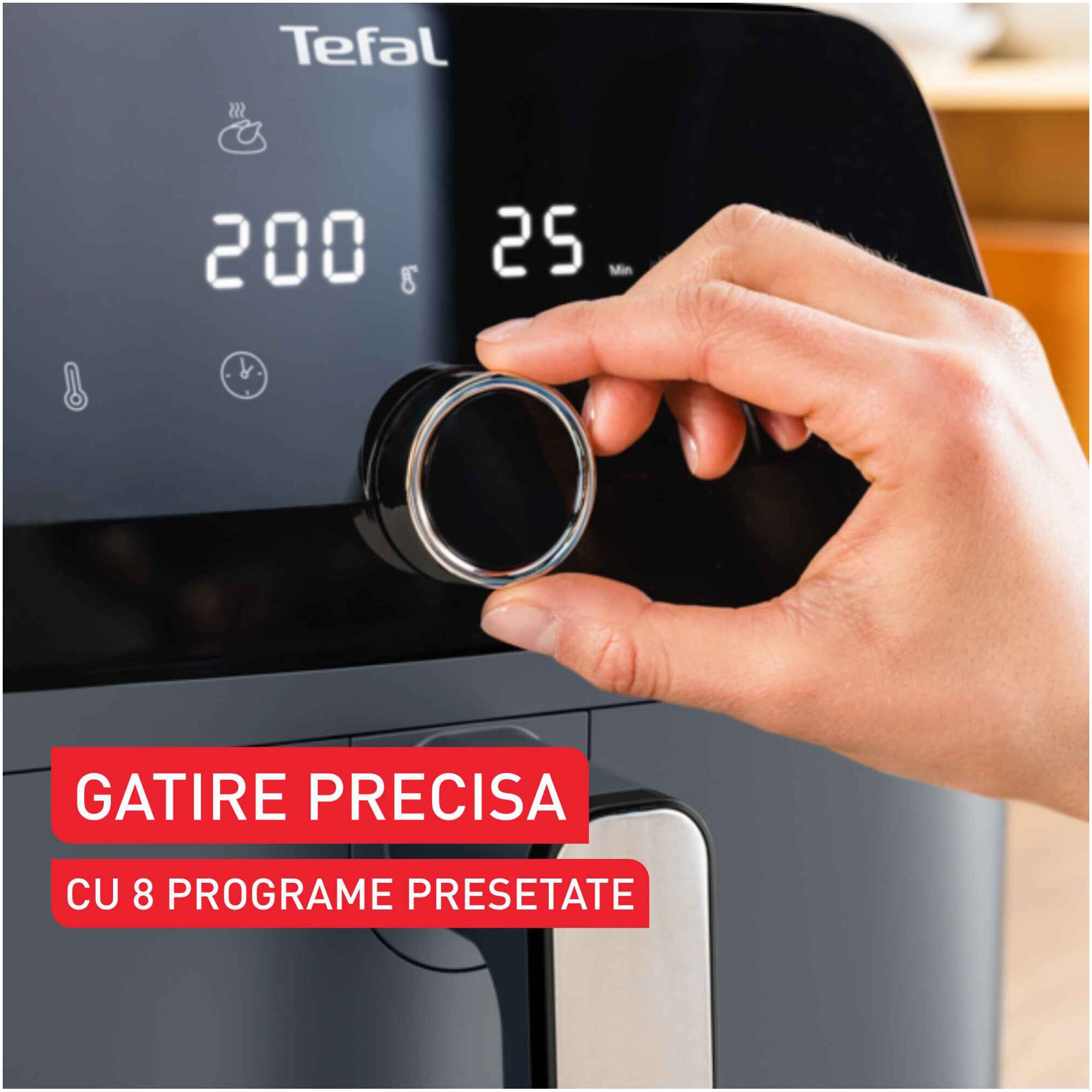 Friteuza cu aer cald Tefal Easy Fry Mega EY855BE0, 2020W, capacitate 7.5 L, 8 programe automate ...