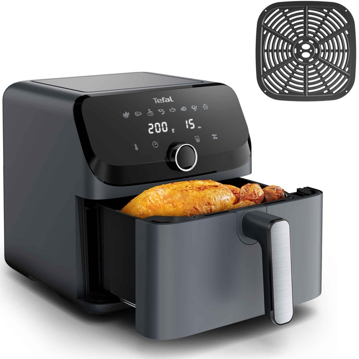 Friteuza cu aer cald Tefal Easy Fry Mega EY855BE0, 2020W, capacitate 7.5 L, 8 programe automate ...