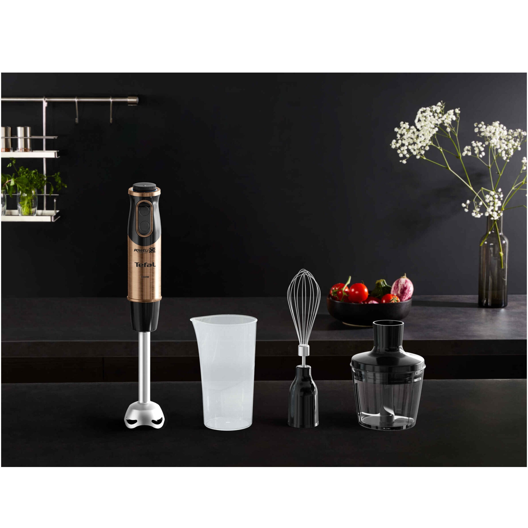 Mixer vertical Tefal Quickchef Coppertinto 3 in 1 HB656G10, 1000W, 20 trepte viteza, tehnologie ...