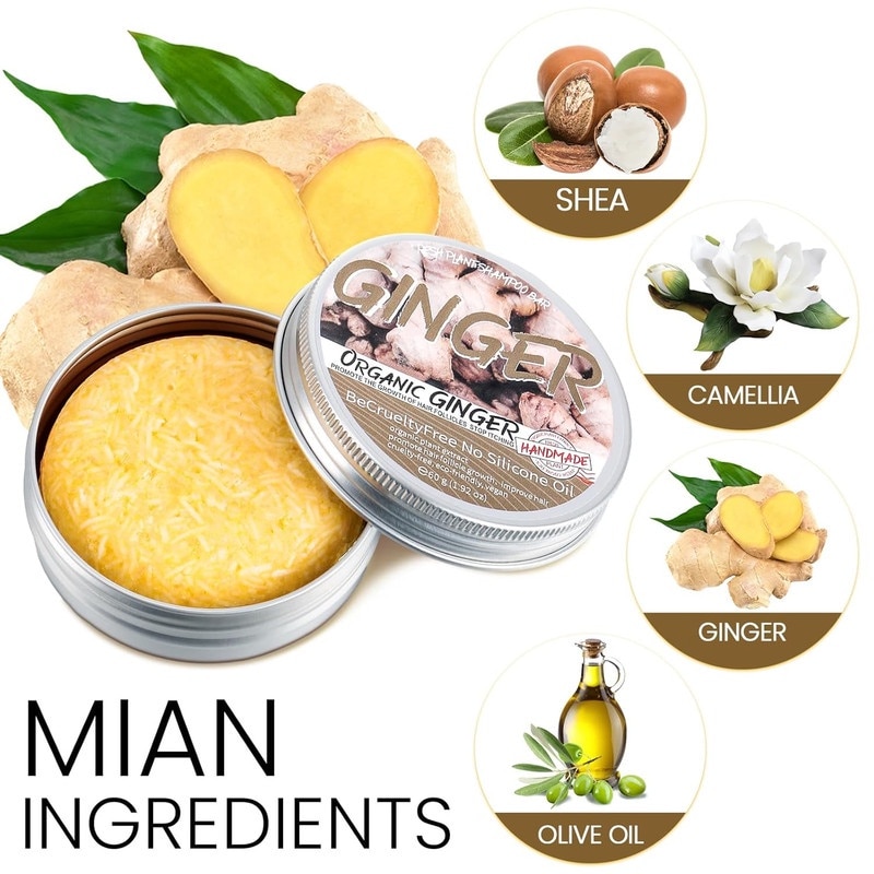 Sampon solid pentru cresterea parului cu extract de ghimbir, unisex ...