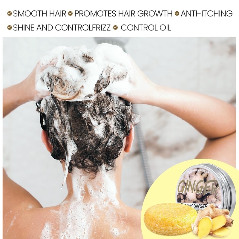 Sampon solid pentru cresterea parului cu extract de ghimbir, unisex ...