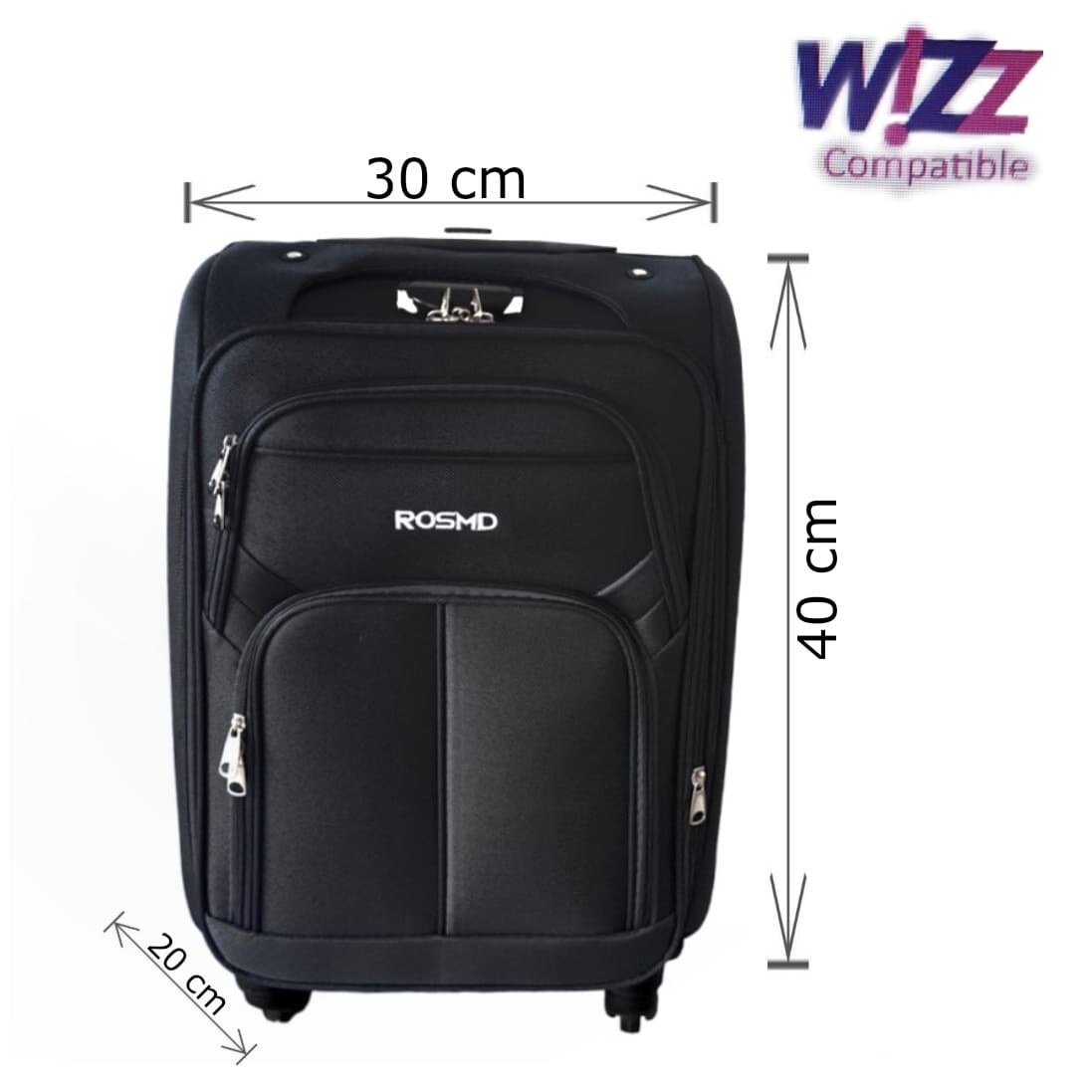 Troler wizz air 40x30x20 maner telescopic fibra 3 trepte roti ...