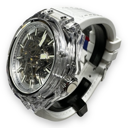 Ceas Automatic John Dandy “Estate” Carcasa Transparent si Curea AlbA ...