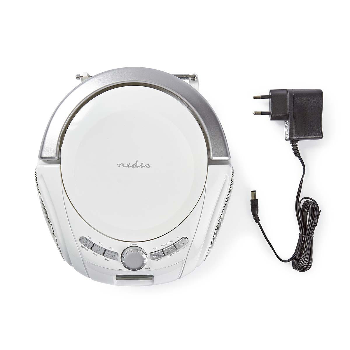CD player Boombox, Nedis, portabil, Bluetooth® sau redare USB, alb ...