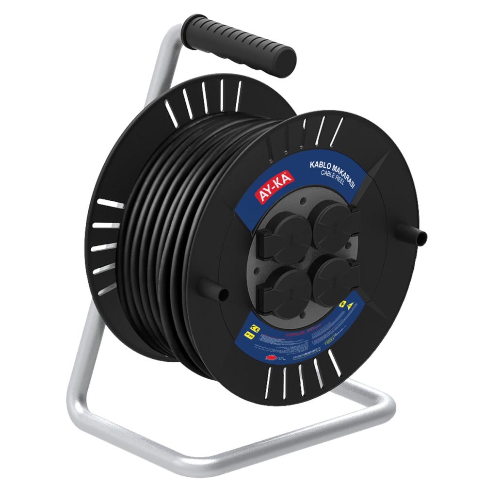 Prelungitor cu derulator cablu electric, 4 prize, 3x1.5mm, AY-KA - 25m ...