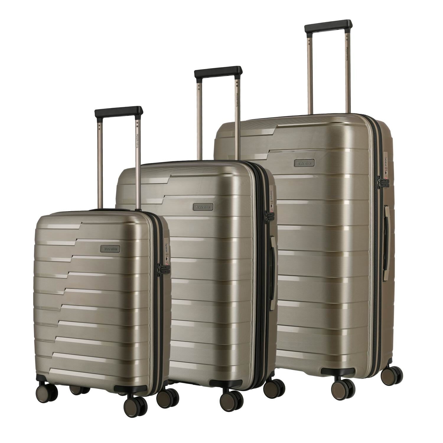 Set 3 Valize Travelite Air Base, Polipropilen, Champagne, 77x51x30cm ...