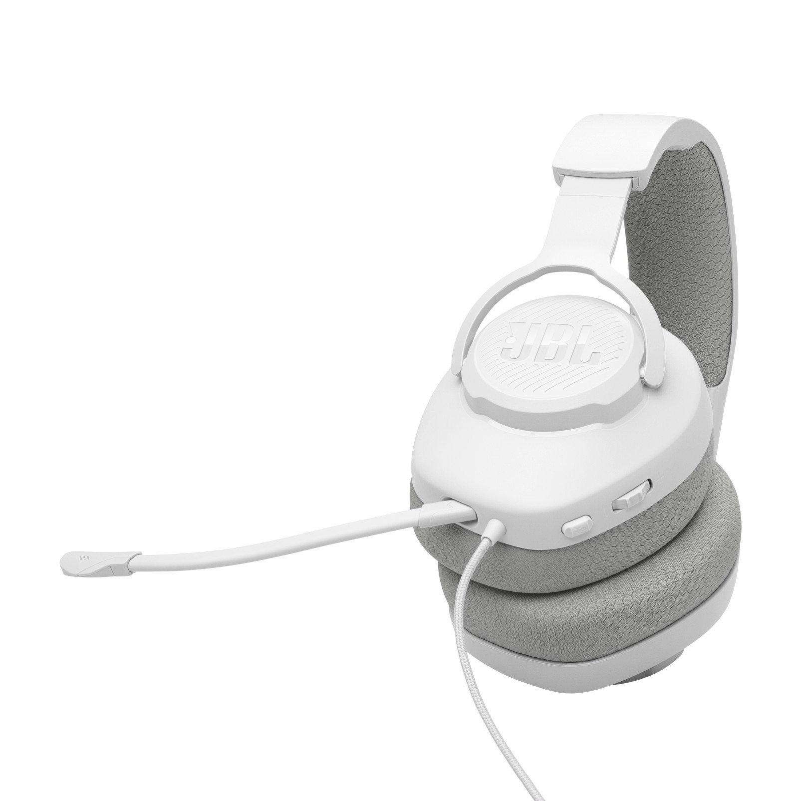 Casti gaming JBL Quantum 100M2, cu fir, microfon detasabil, alb - eMAG.ro