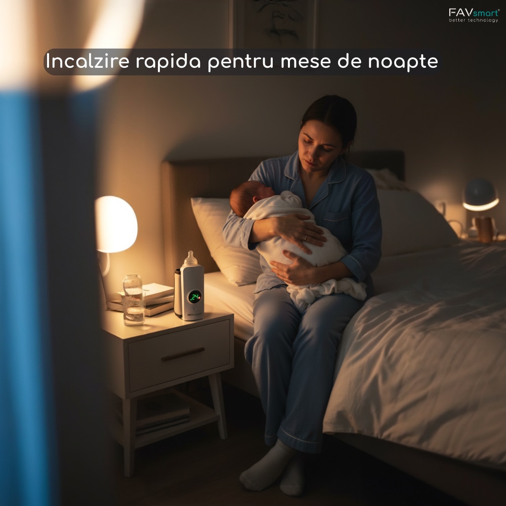 Incalzitor de Biberoane FAVsmart®, Wireless, cu Termostat Automat, 6 ...