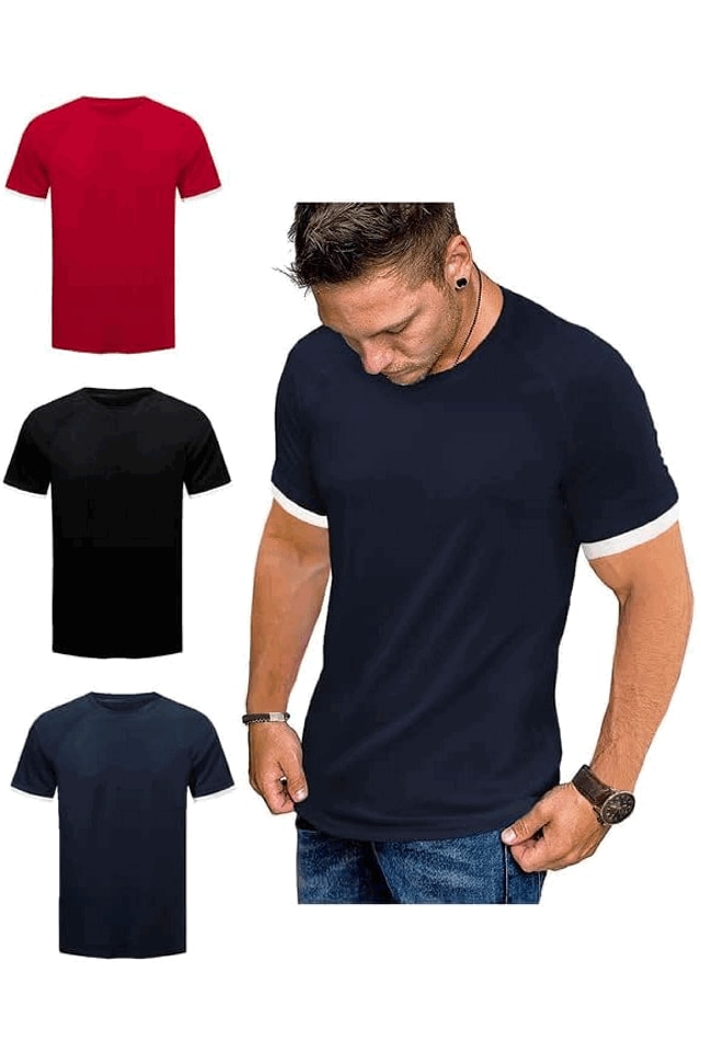 Set de 3 Tricouri Barbatesti Elegancity, negru, bleumarin, rosu, XL ...