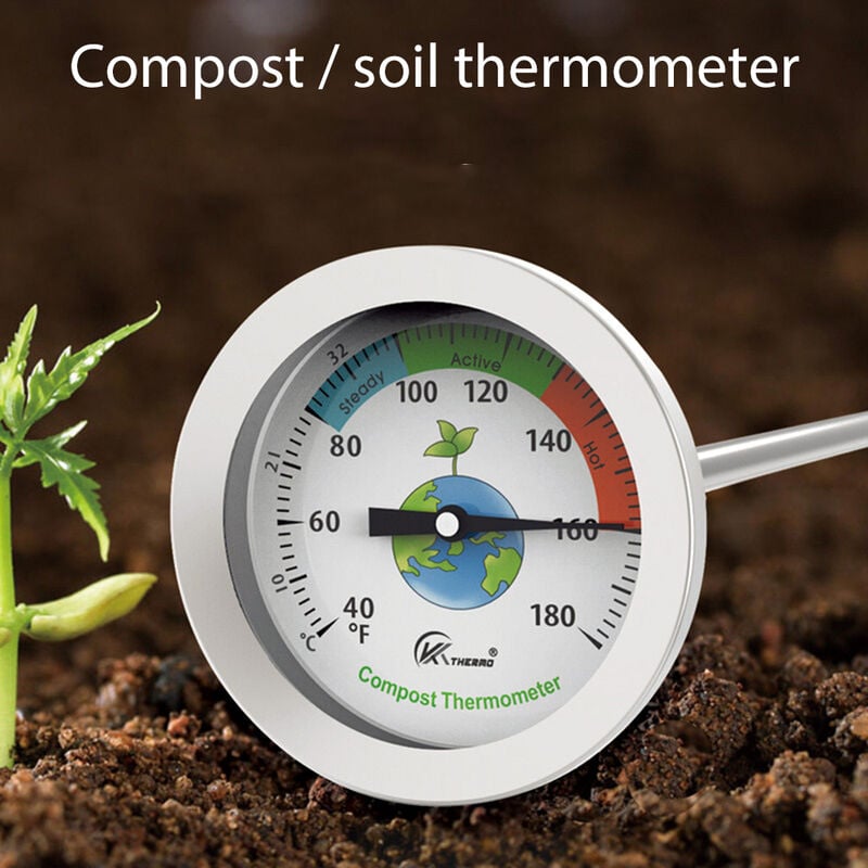 Termometru de sol pentru compost, 50cm, otel inoxidabil, precis, fara ...