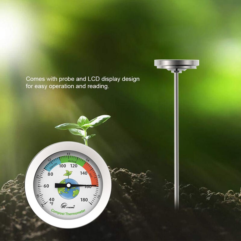 Termometru de sol pentru compost, 50cm, otel inoxidabil, precis, fara ...