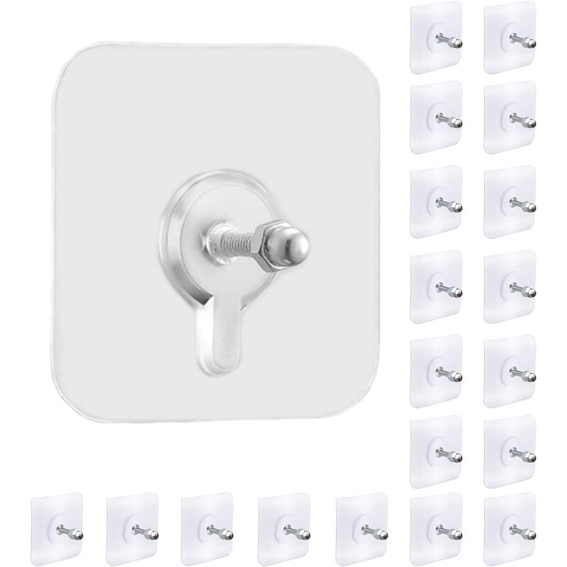 Set 20 Carlige Adezive transparente, Crrkty Carlige De Prosoape Hooks ...