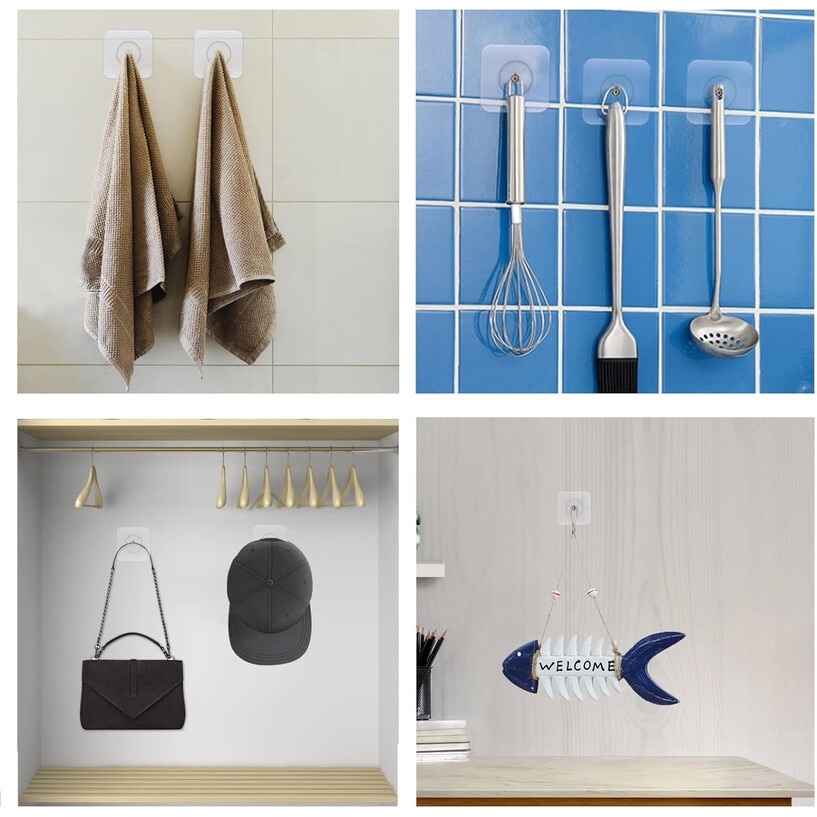 Set 20 Carlige Adezive transparente, Crrkty Carlige De Prosoape Hooks ...